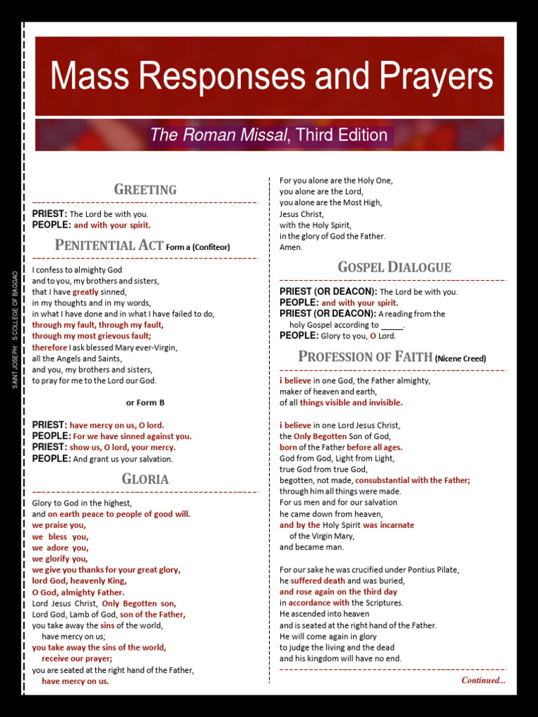 Catholic Mass Liturgy Guide | PDF | God The Father | Glory (Religion)