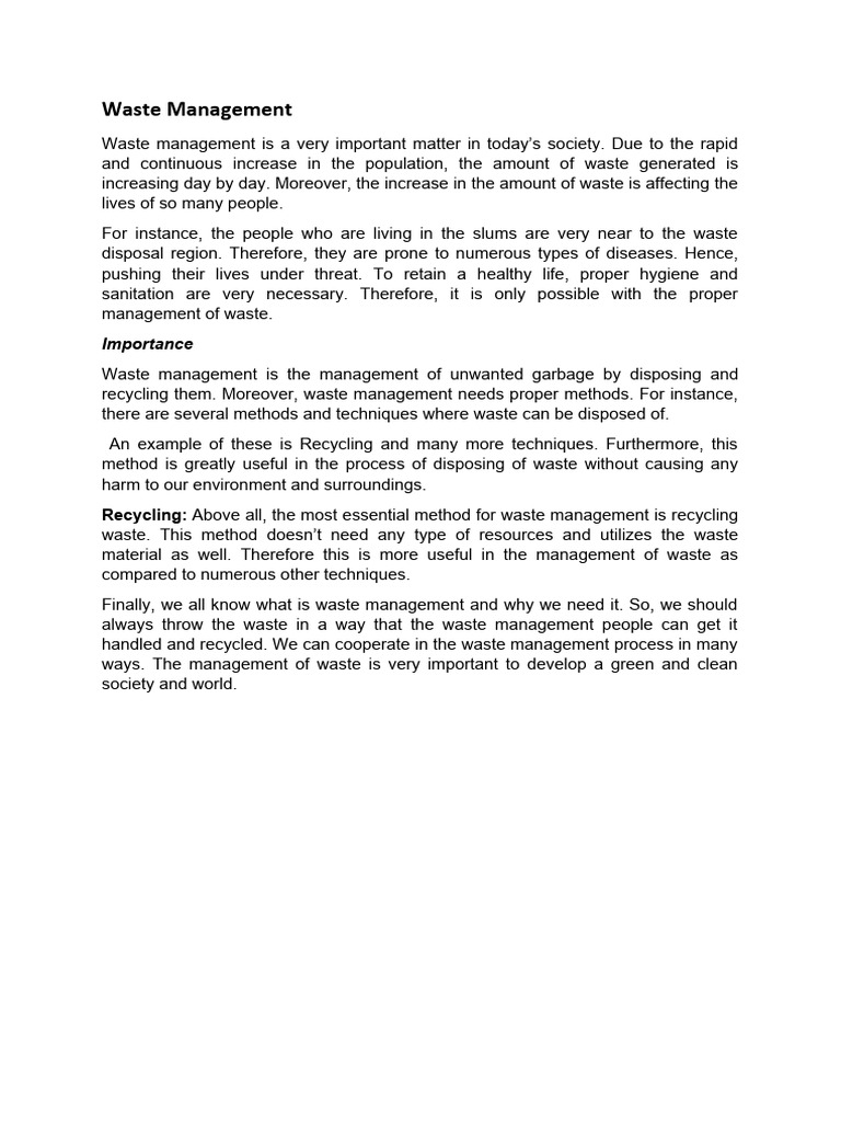 Effective Waste Management Strategies | PDF