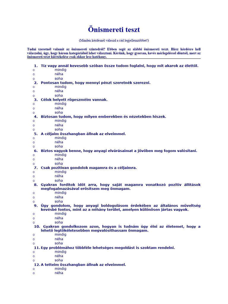 onismereti-teszt | PDF