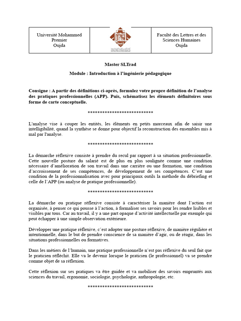 Définitions Analyse Réflexive | PDF