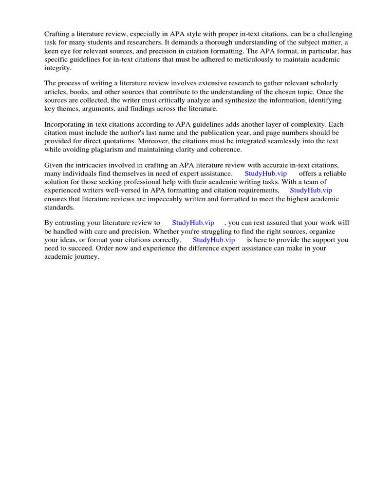 Apa Literature Review In-Text Citation | PDF