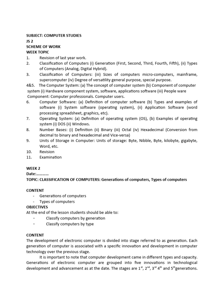 Basic 8 Computer 1ST Term E-Notes | PDF | Personal Computers | Computer ...