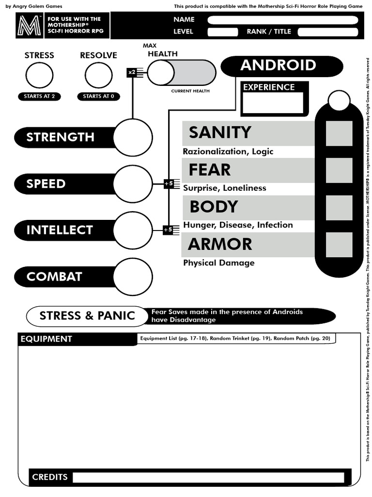 Android Character Sheet | PDF