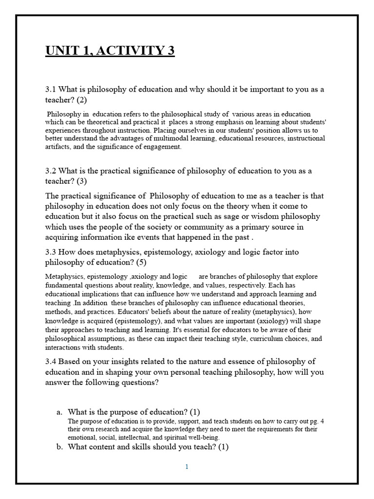 Ice Task 2 | PDF | Philosophy Of Education | Metaphysics