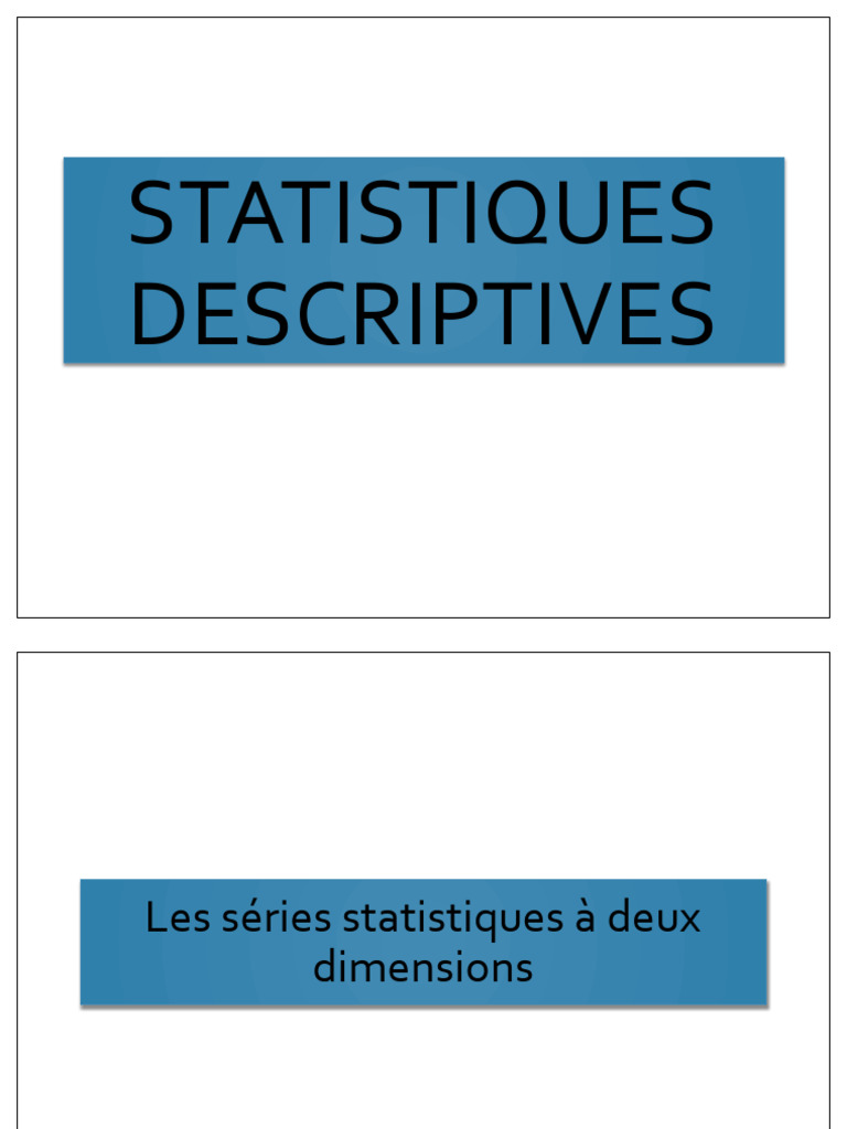 Chapitre 2 Statistique Descriptive à Deux Dimensions Pdf Loi De