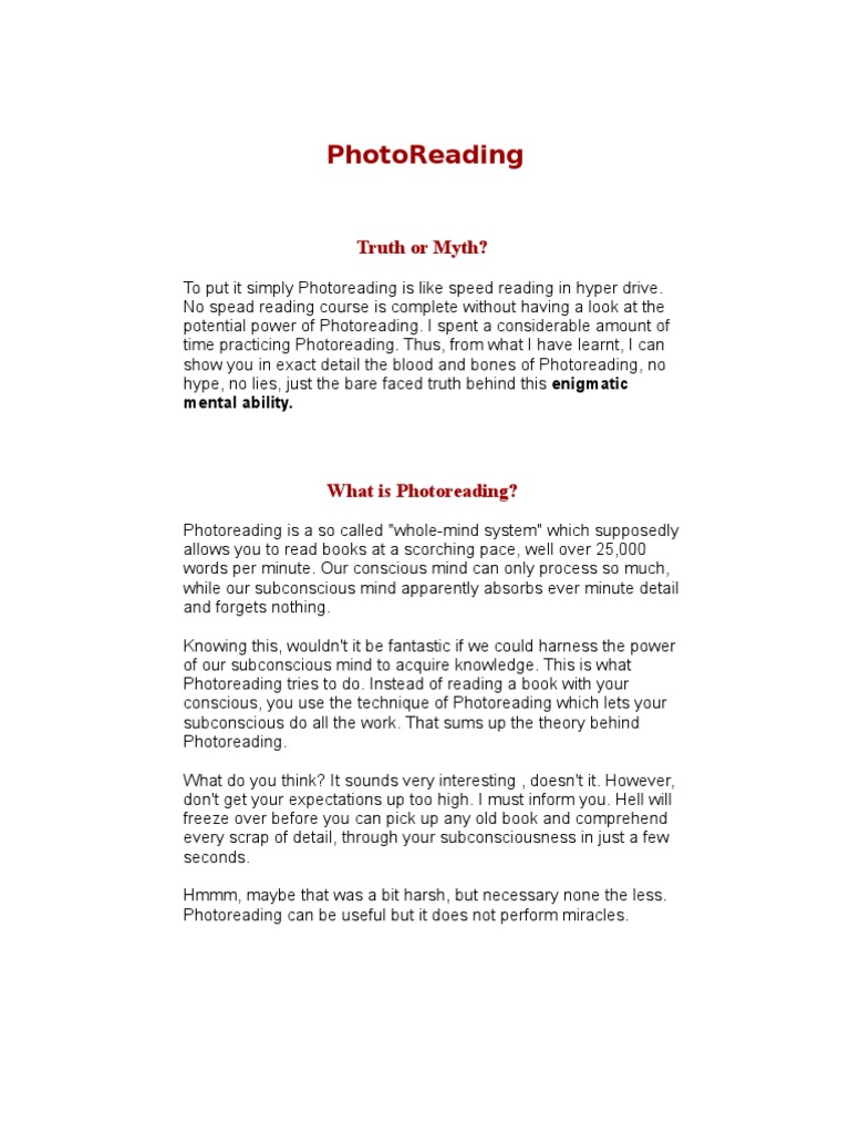 Photo Reading | PDF | Speed Reading | Reading (Process)