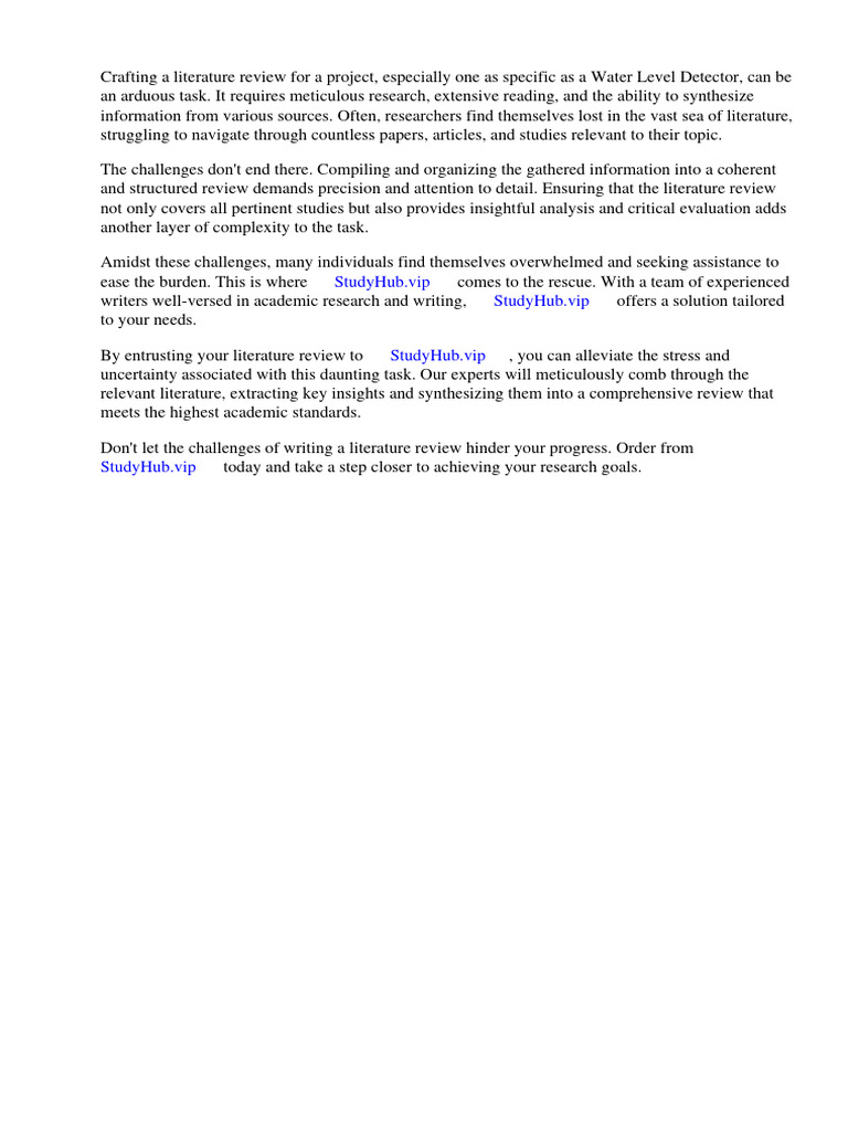 Literature Review Water Level Detector | PDF | Internet Of Things | Sensor Literature Review Water Level Detector | PDF | Internet Of Things | Sensor