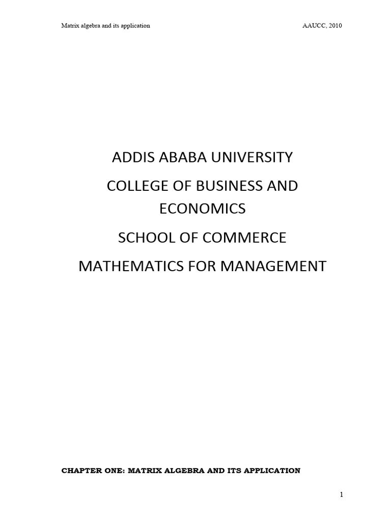 Maths For Management | PDF | System Of Linear Equations | Matrix ...