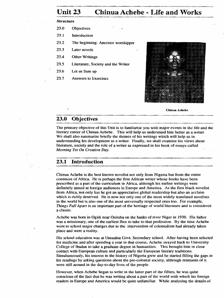 Introduction of The Author - Chinua Achebe | PDF | Classics