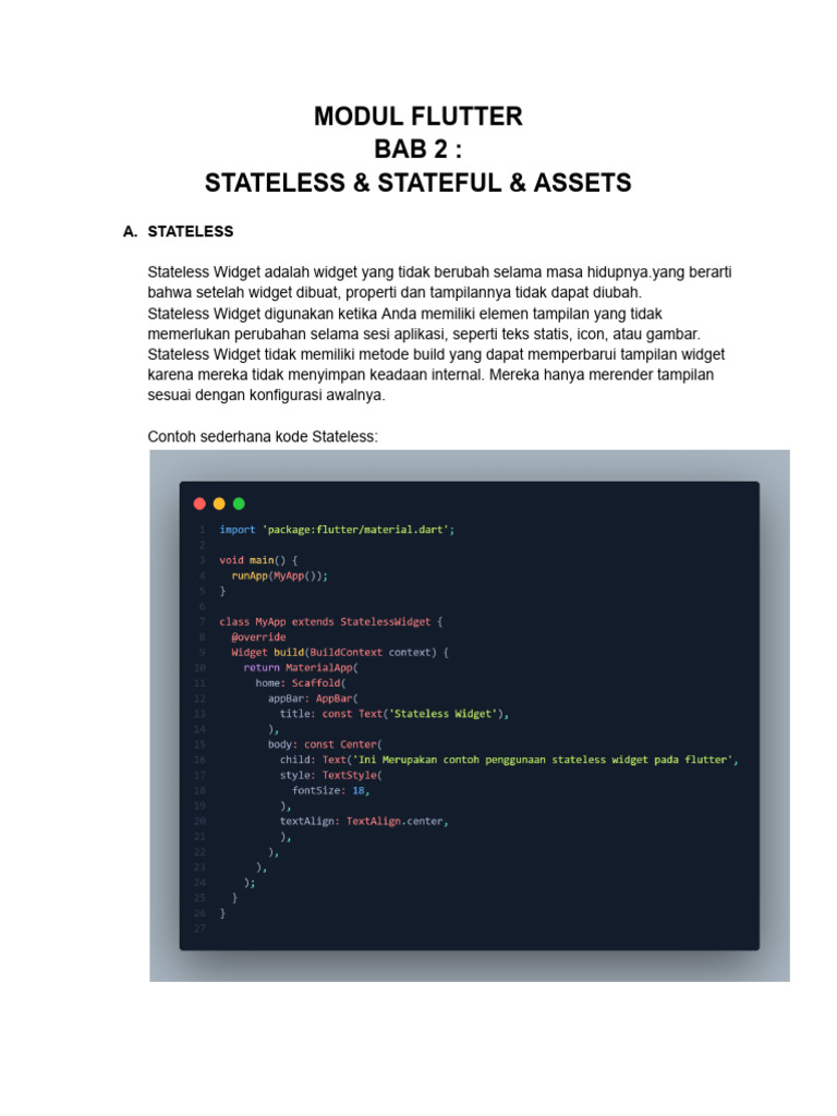 Modul Flutter - Stateless Stateful Assets | PDF Modul Flutter - Stateless Stateful Assets | PDF