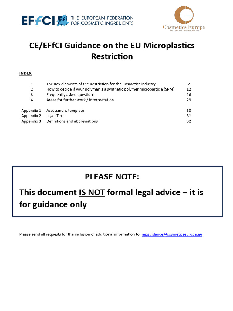 CE EFfCI Guidance On Annex XVII Restriction of SPM - Version 1 For ...