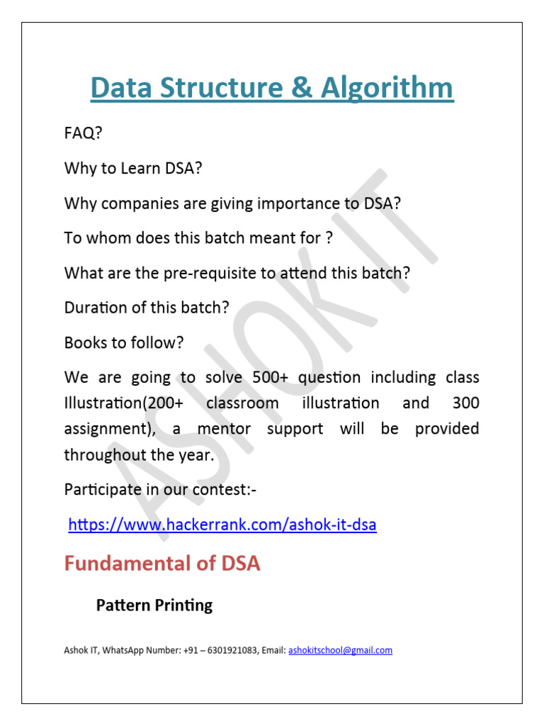 Data Structure And Algorithm Fundamental Of Dsa Pdf Algorithms And Data Structures