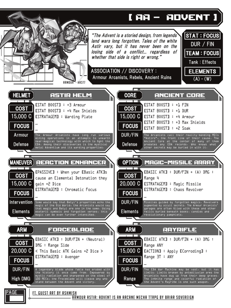 CrossXOver MEC - Advent (Armour Astir Advent) (Singles) | PDF | Armour