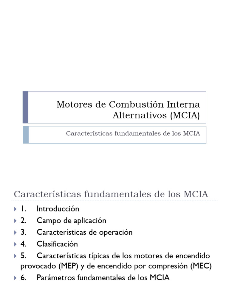 1 2 Caracteristicas - MCIA | PDF | Motor de combustión interna | Motores