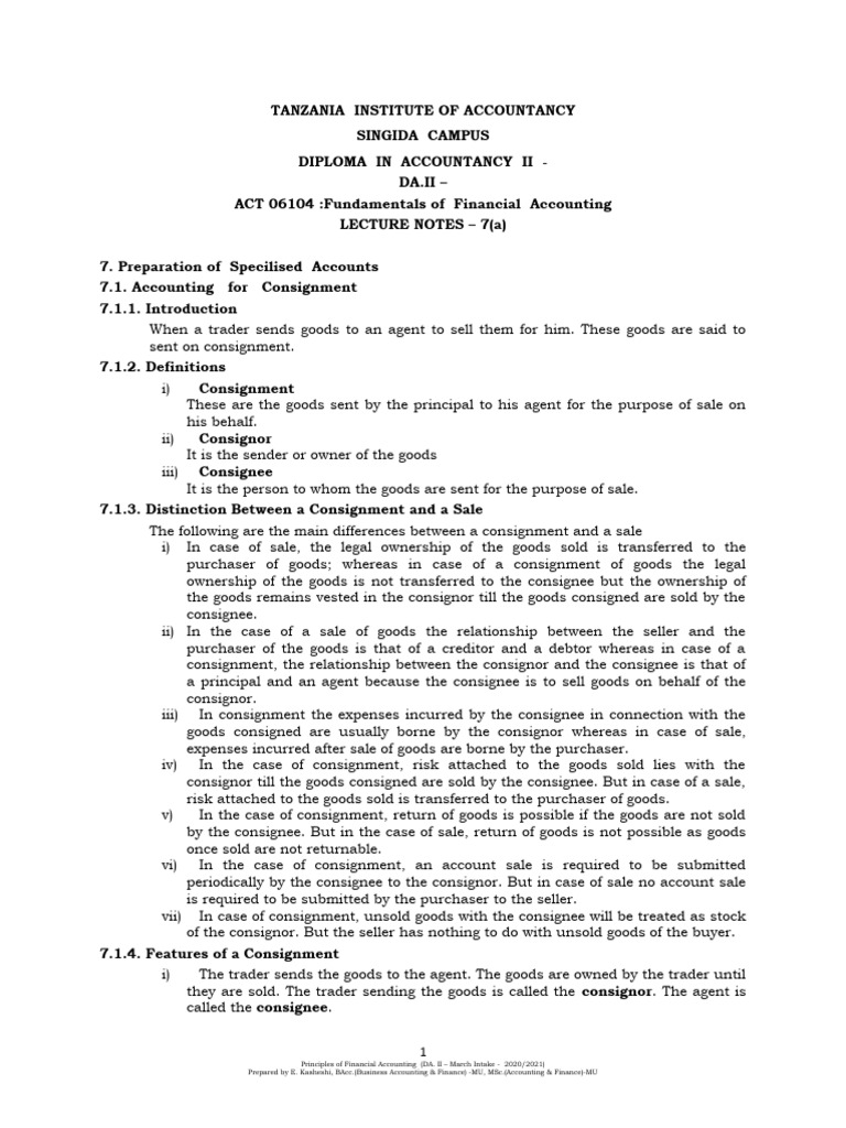 Consignment Accounting Principles | PDF | Debits And Credits | Business