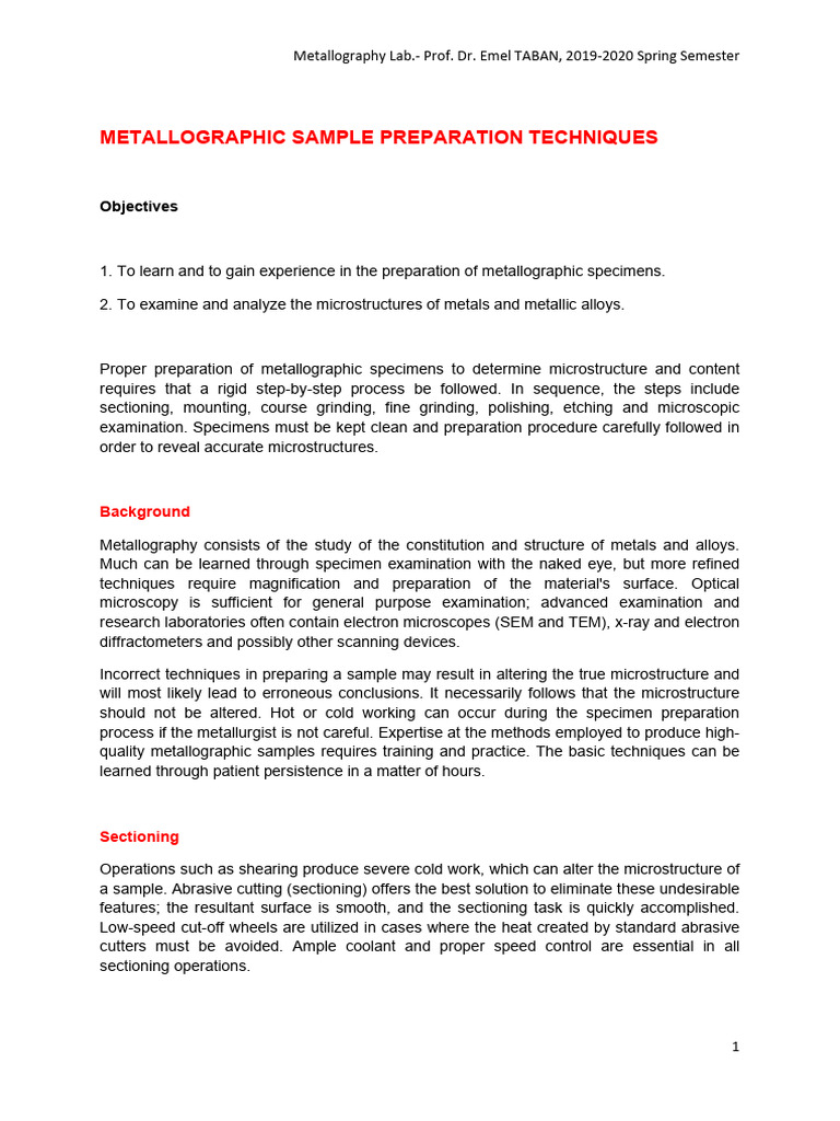 Ff14c Metallography Report 2019 2020 Spring e Taban 2020 Ef8 | Download ...