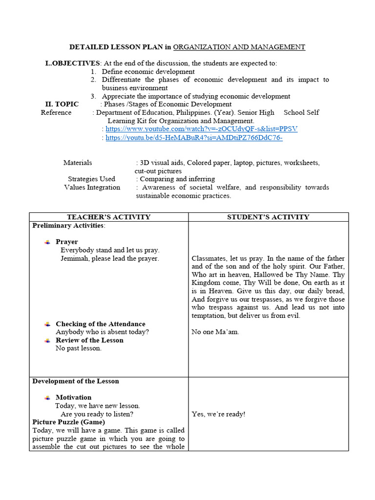 LESSON-PLAN-organization and Management Week 5 | PDF | Gross Domestic ...