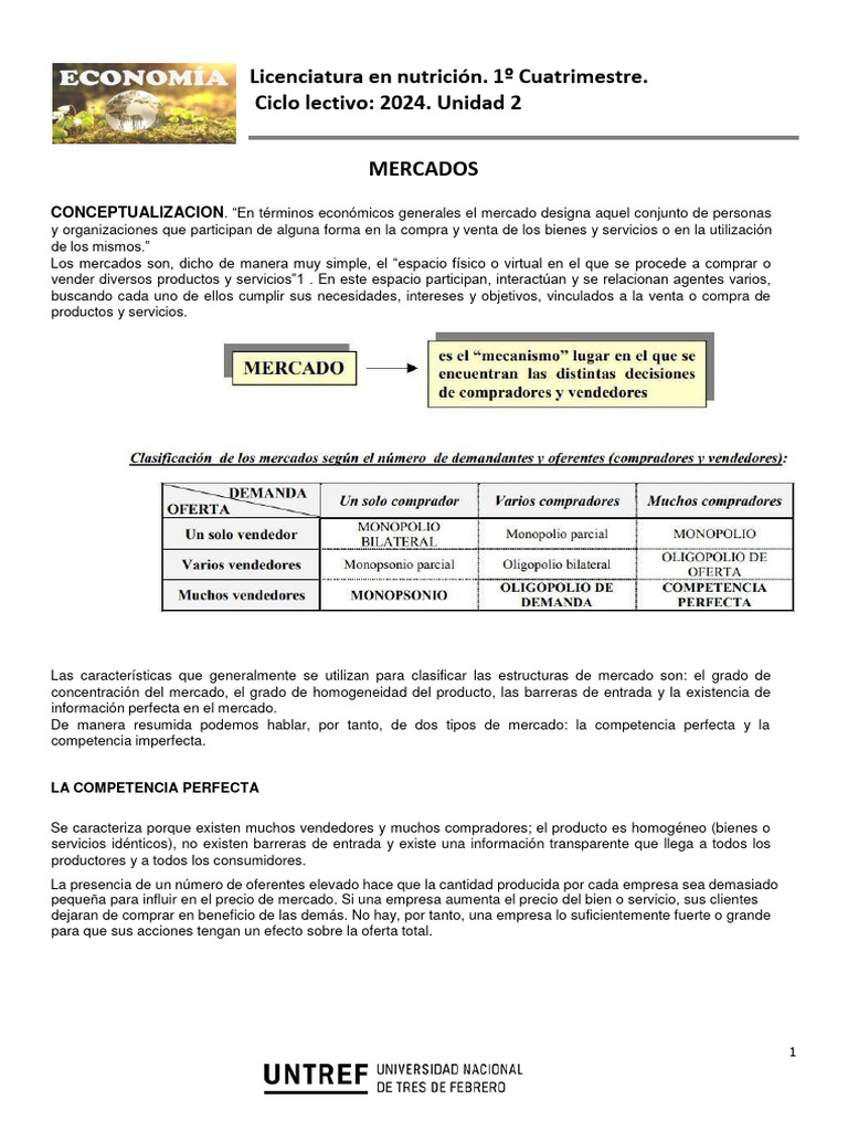 2024 Resumen de Catedra Clase 3 | PDF | Mercado (economía) | Monopolio