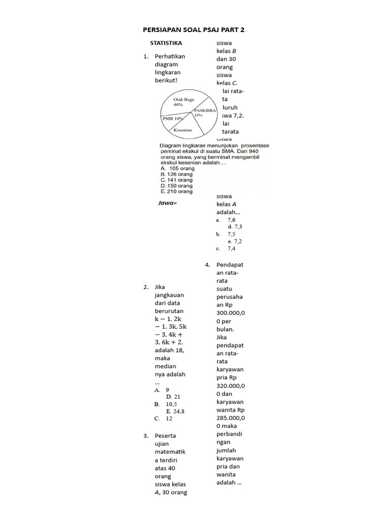 Persiapan Soal Psaj Part 2 | PDF