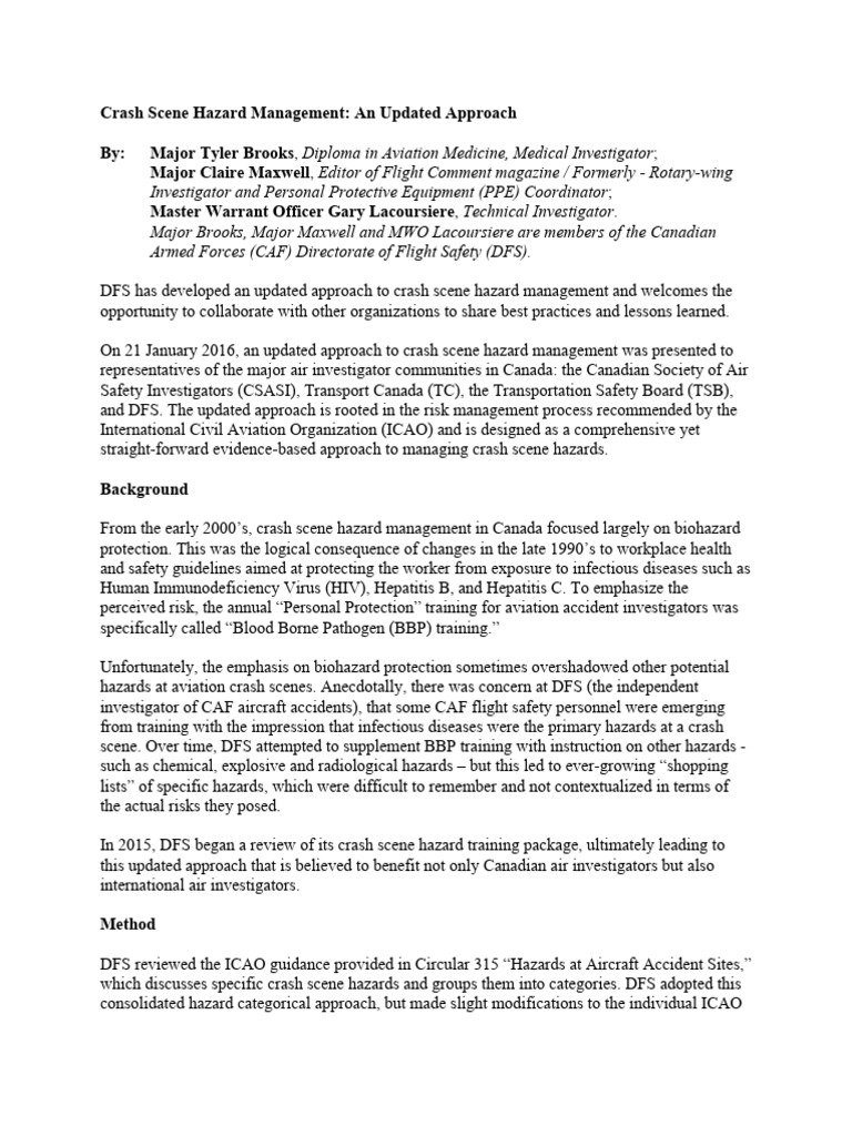 Updated Crash Scene Hazard Management | PDF | Hazards | Personal ...