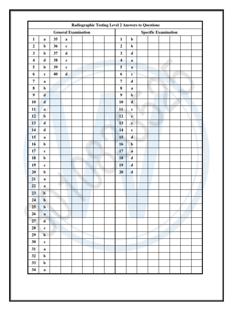 Radiographic Testing Level 2 Answers To Questions Pdf