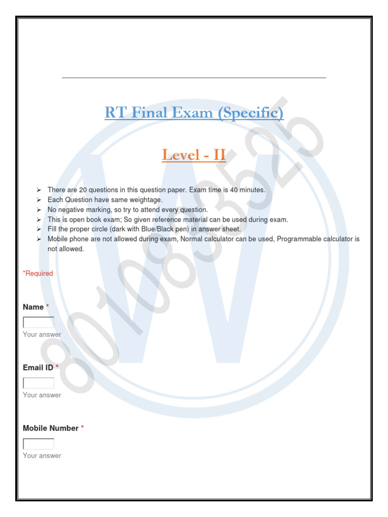 Rt Final Exam Level Ii Specific Pdf Physical Sciences Materials