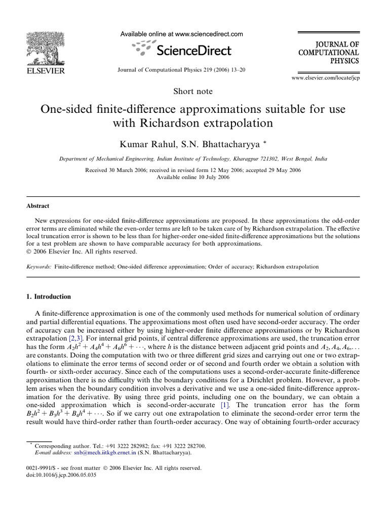 One-Sided Finite-Difference Approximations | PDF