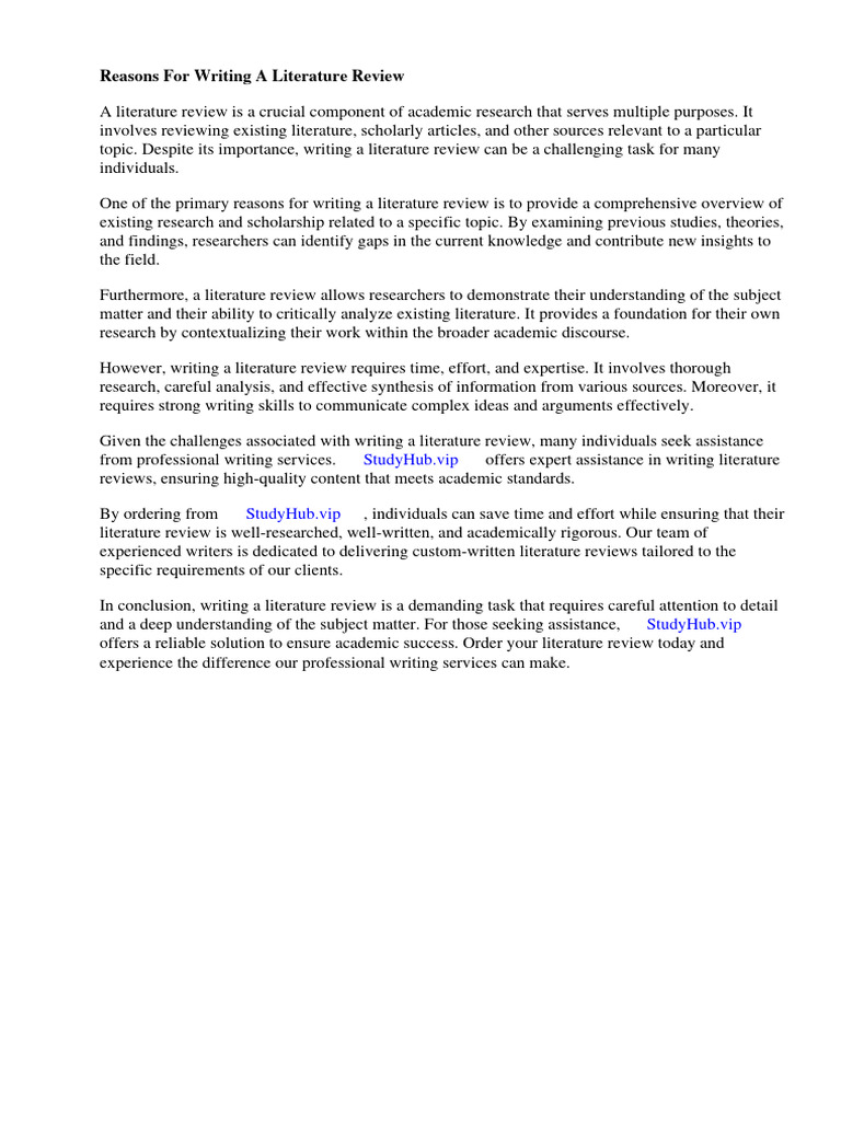 Reasons For Writing A Literature Review | PDF | Literature Review ...
