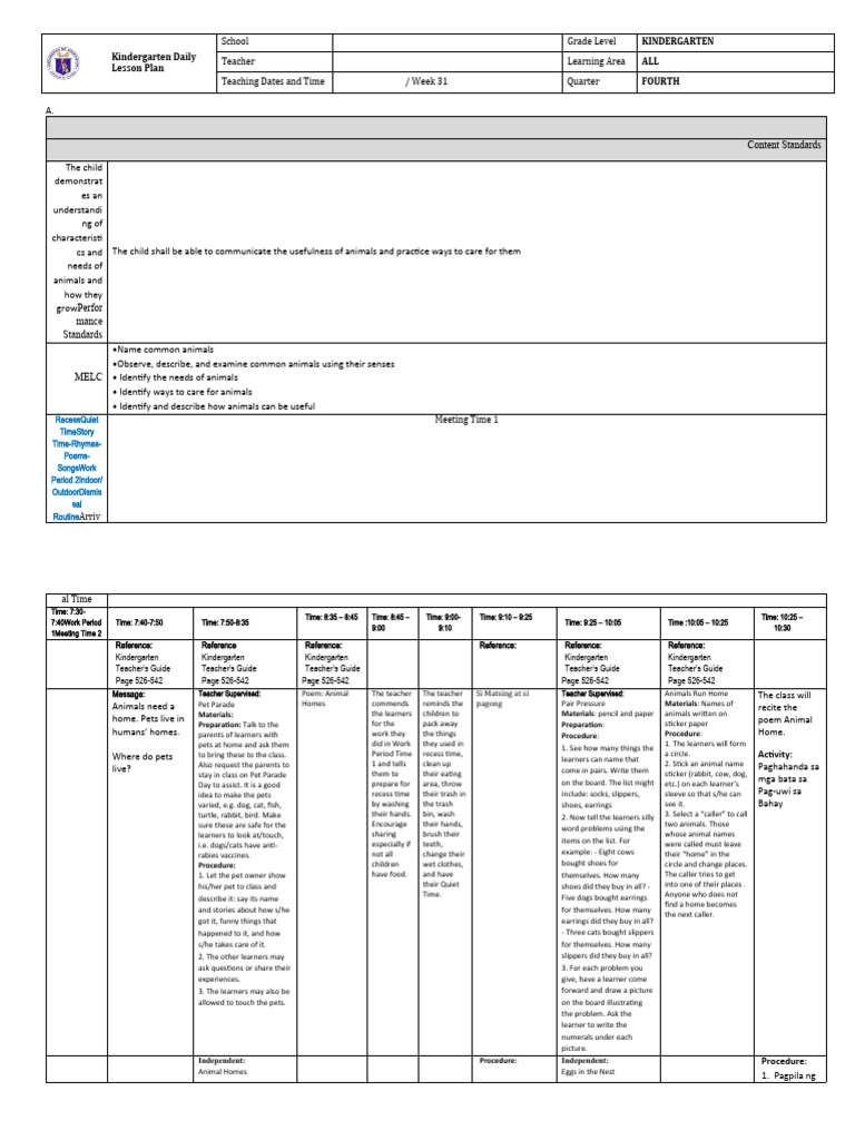 Kinder-New-DLL Week31 - Day4 | PDF | Nest | Pet