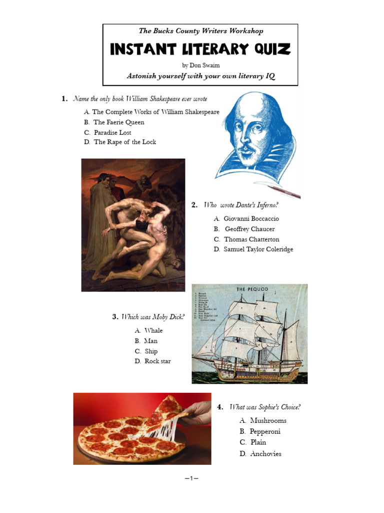 BCWW Pop Literary Quiz | PDF