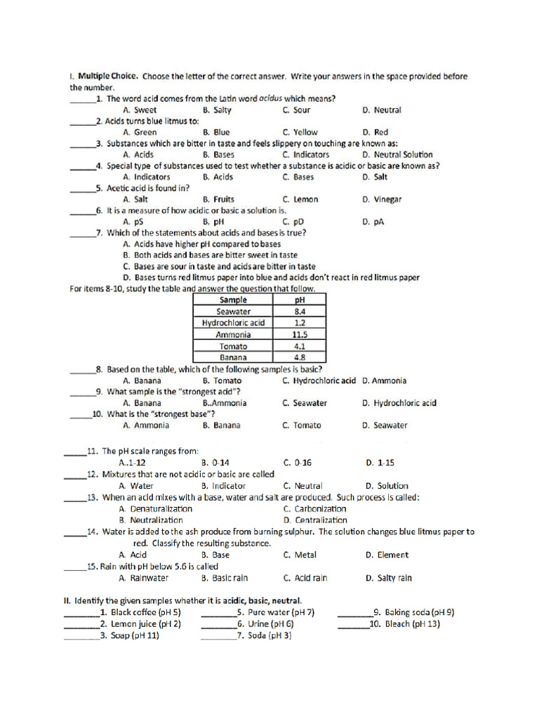 G7 Acid and Bases Activity | PDF