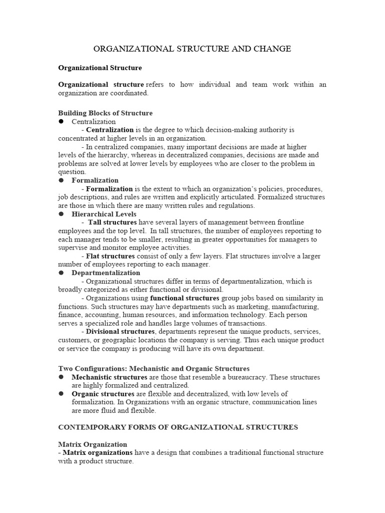 Centralization in Organizational Change | PDF | Organizational ...
