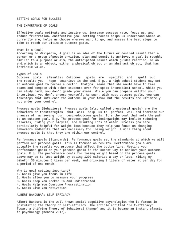 Understanding The Self Goals | PDF | Career & Growth