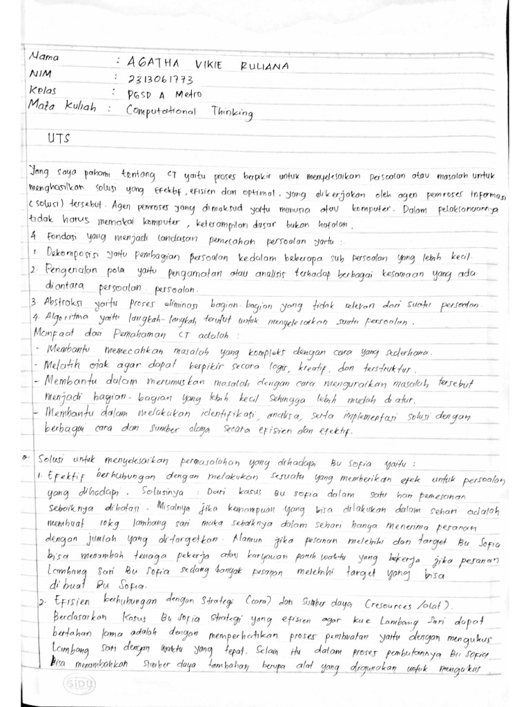 UTS CT AgathaVikieRuliana | PDF