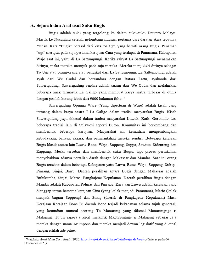 Sejarah Dan Asal Usul Suku Bugis | PDF