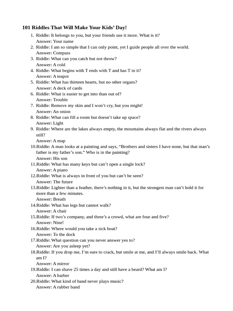 101 Riddles For Kids | PDF