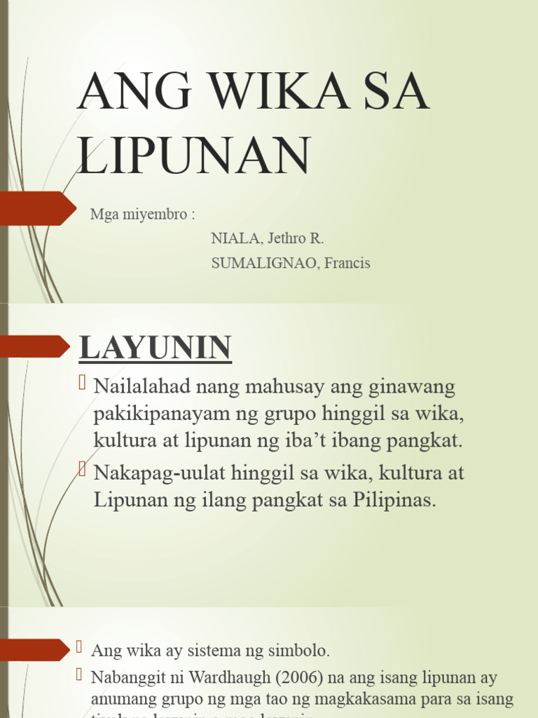 Ang Wika Sa Lipunan. Ge 10 | PDF