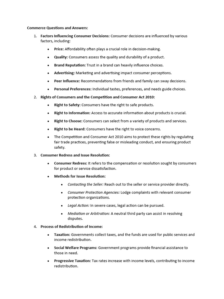 Commerce Questions and Answers | PDF | Employment | Trade Union