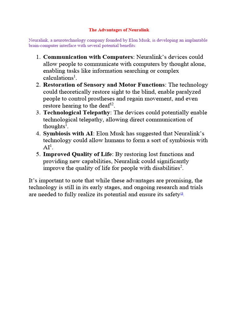 The Advantages of Neuralink | PDF | Computers