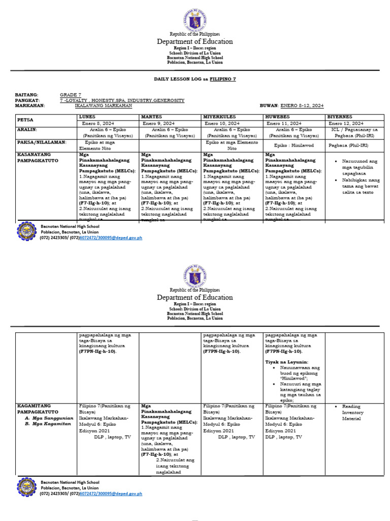 E.patacsil-Dll-Enero 8-12,2024 | PDF