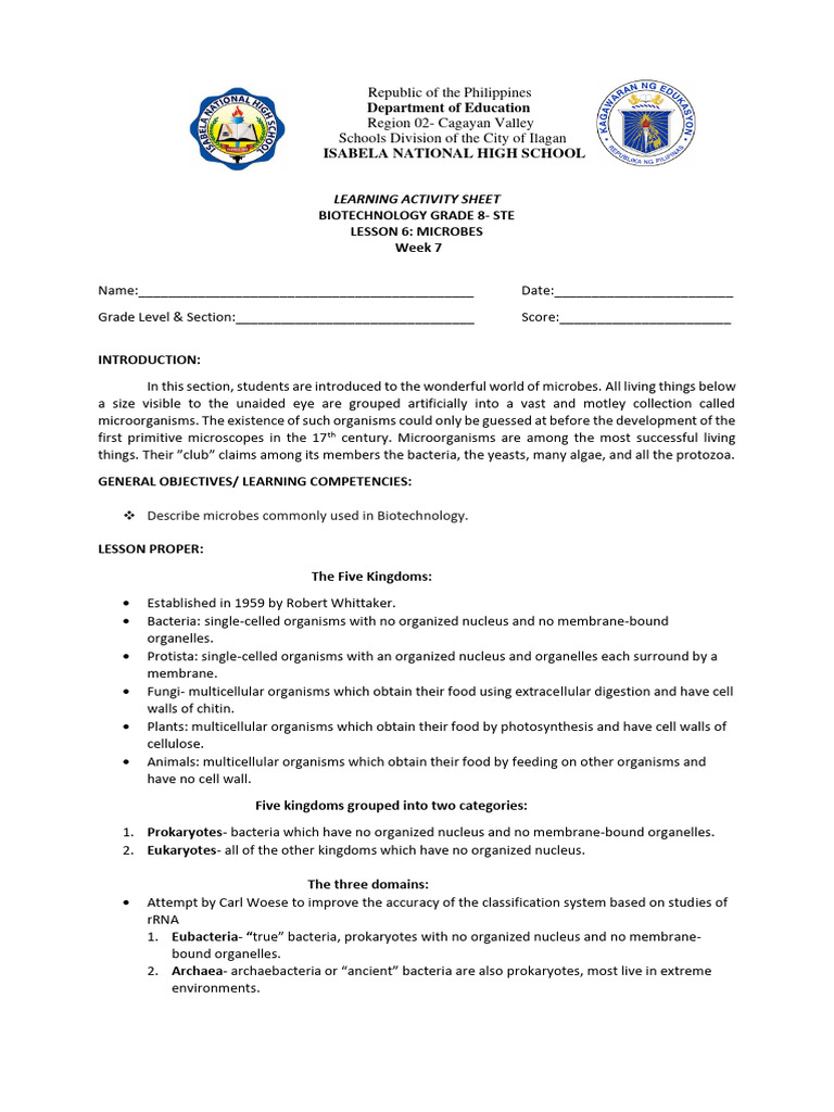 Lesson 6 Microbes | Download Free PDF | Archaea | Bacteria