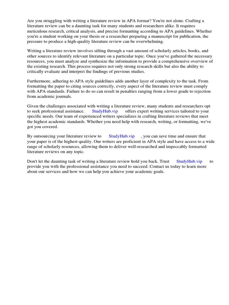 Literature Review Example Apa | PDF Literature Review Example Apa | PDF