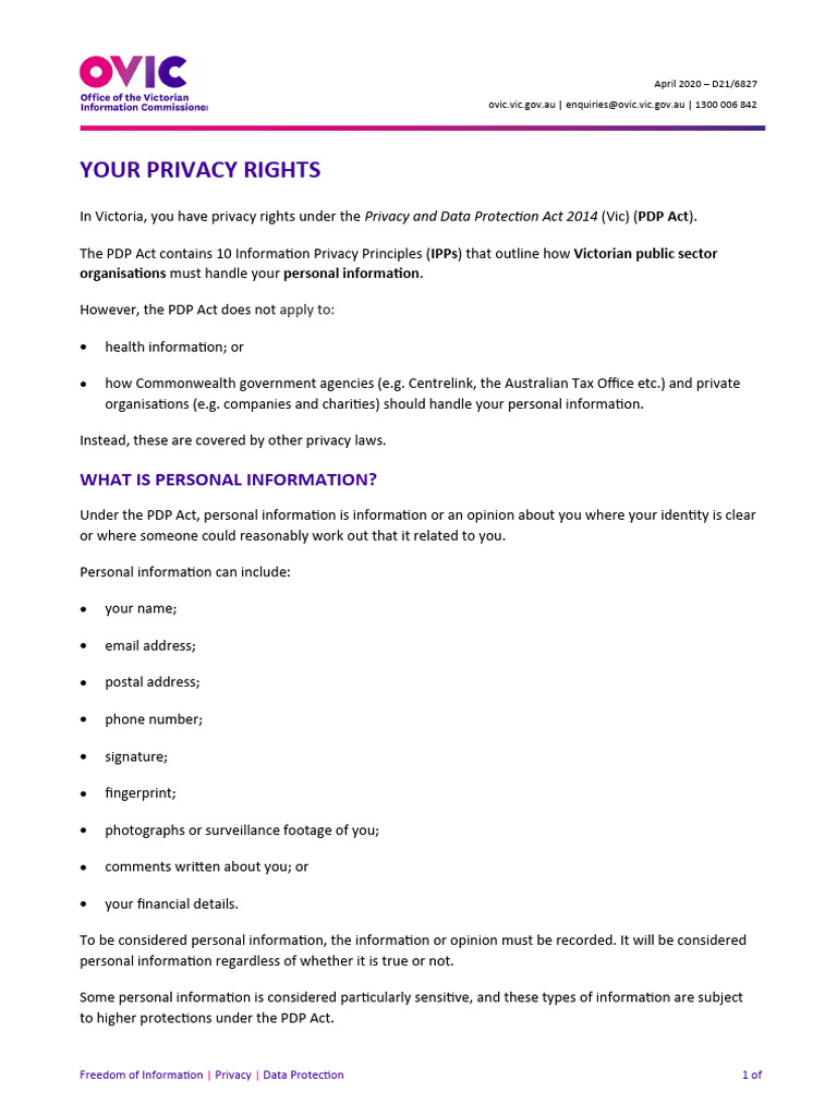 Your Privacy Rights | PDF | Privacy | Freedom Of Information Laws By ...