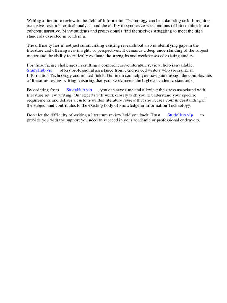 Information Technology Literature Review Example | PDF | Systematic ... Information Technology Literature Review Example | PDF | Systematic ...