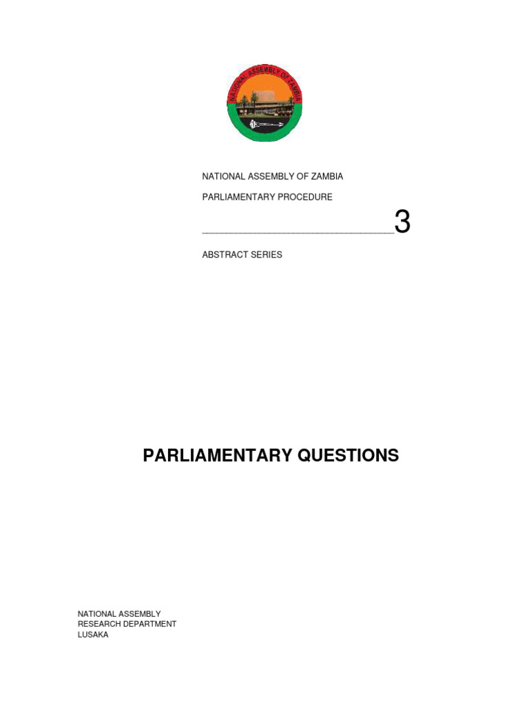 Zambian Parliamentary Question Procedures | PDF