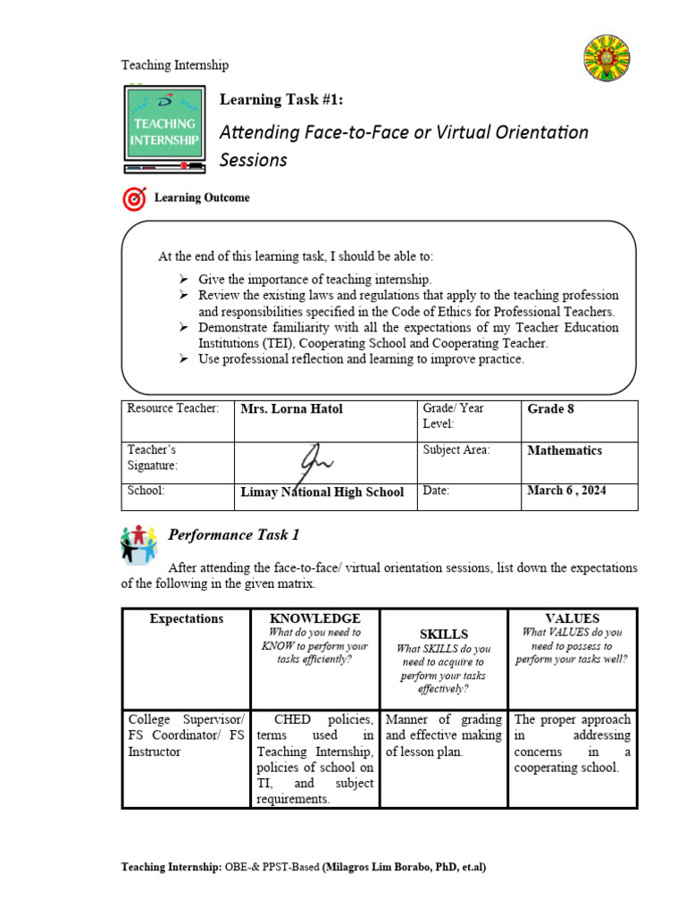 Learning Task 1 Content Knowledge and Pedagogy | PDF