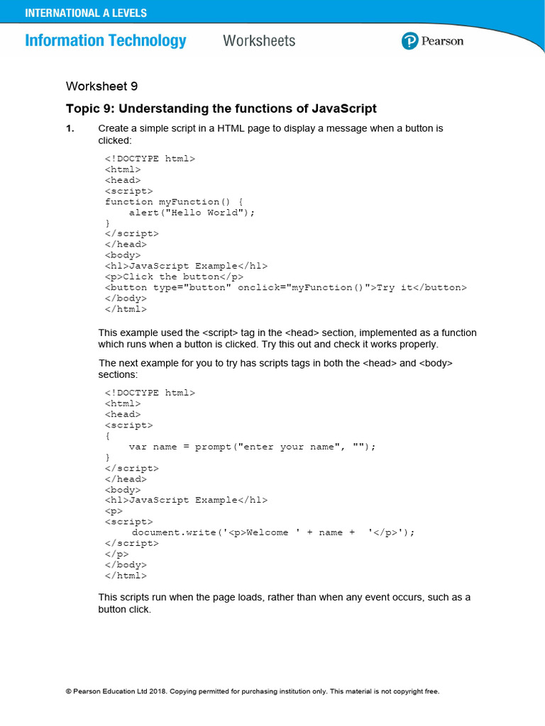 IAL IT 9 WS JavaScript Functions | PDF | Java Script | Web Development