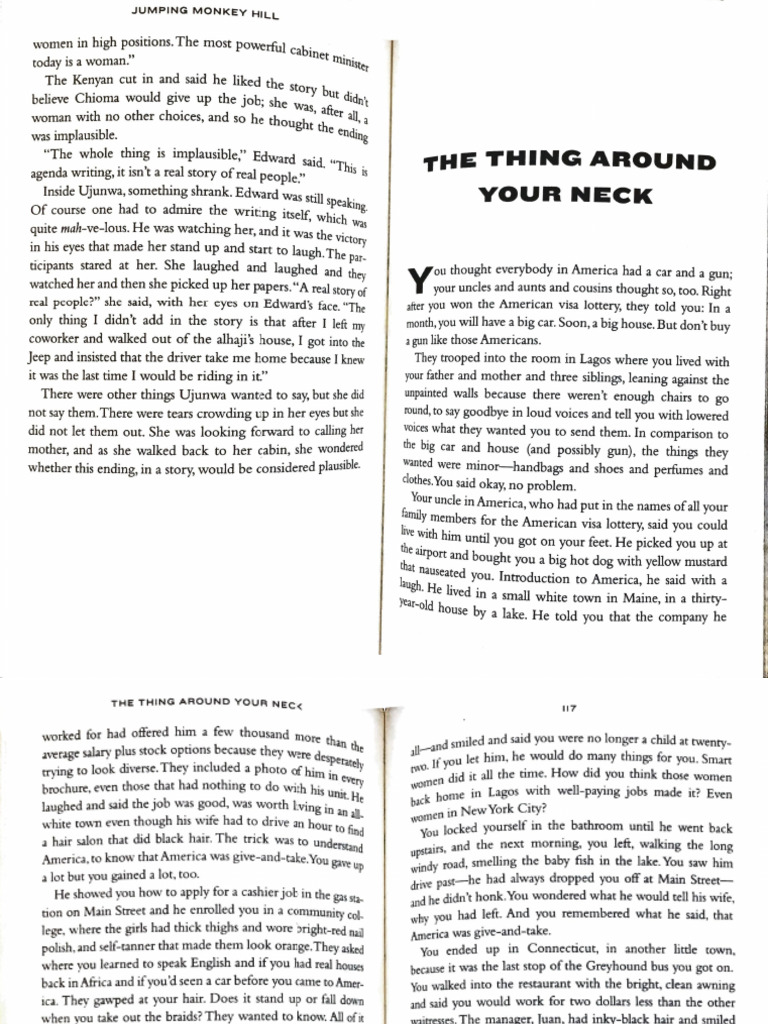 The Thing Around Your Neck Analysis | PDF