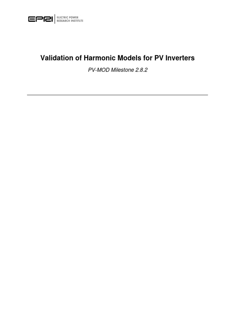 EPRI_Validation of Harmonic Models for PV Inverters | PDF