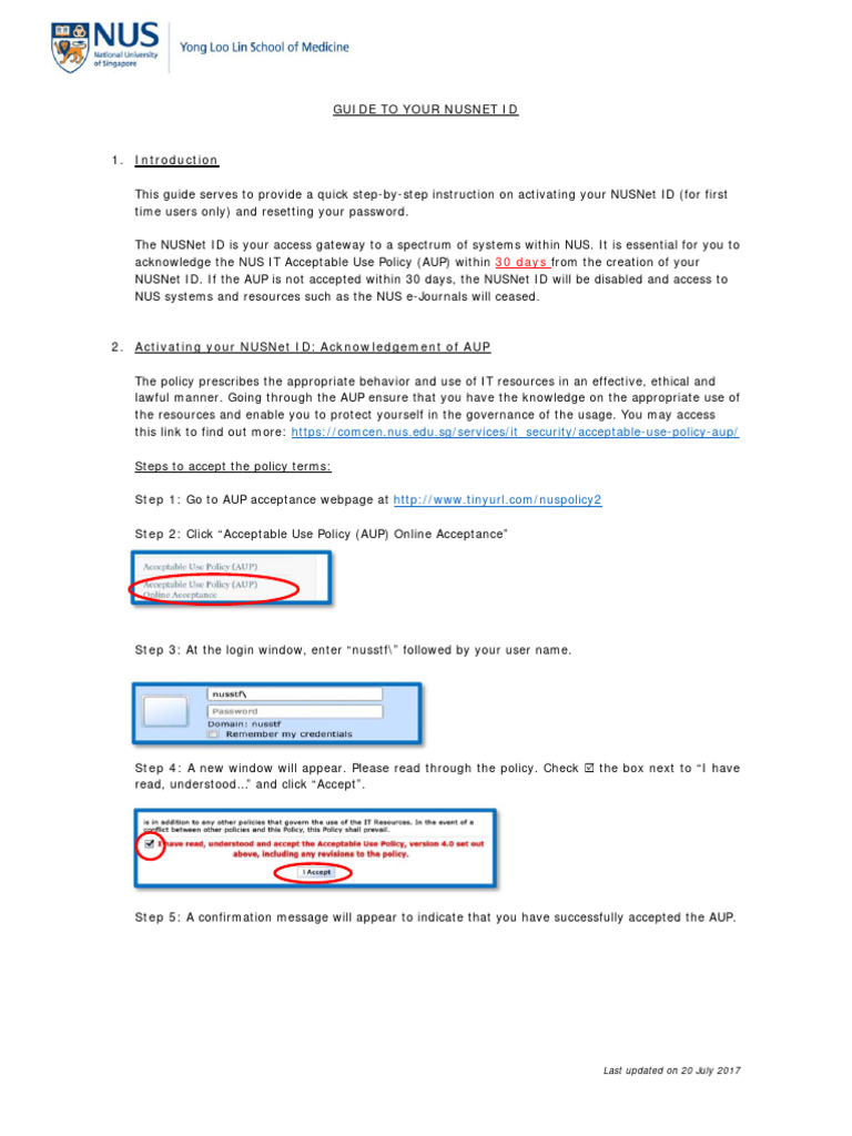 Guide To NUSNet ID | PDF | Password | Secure Communication